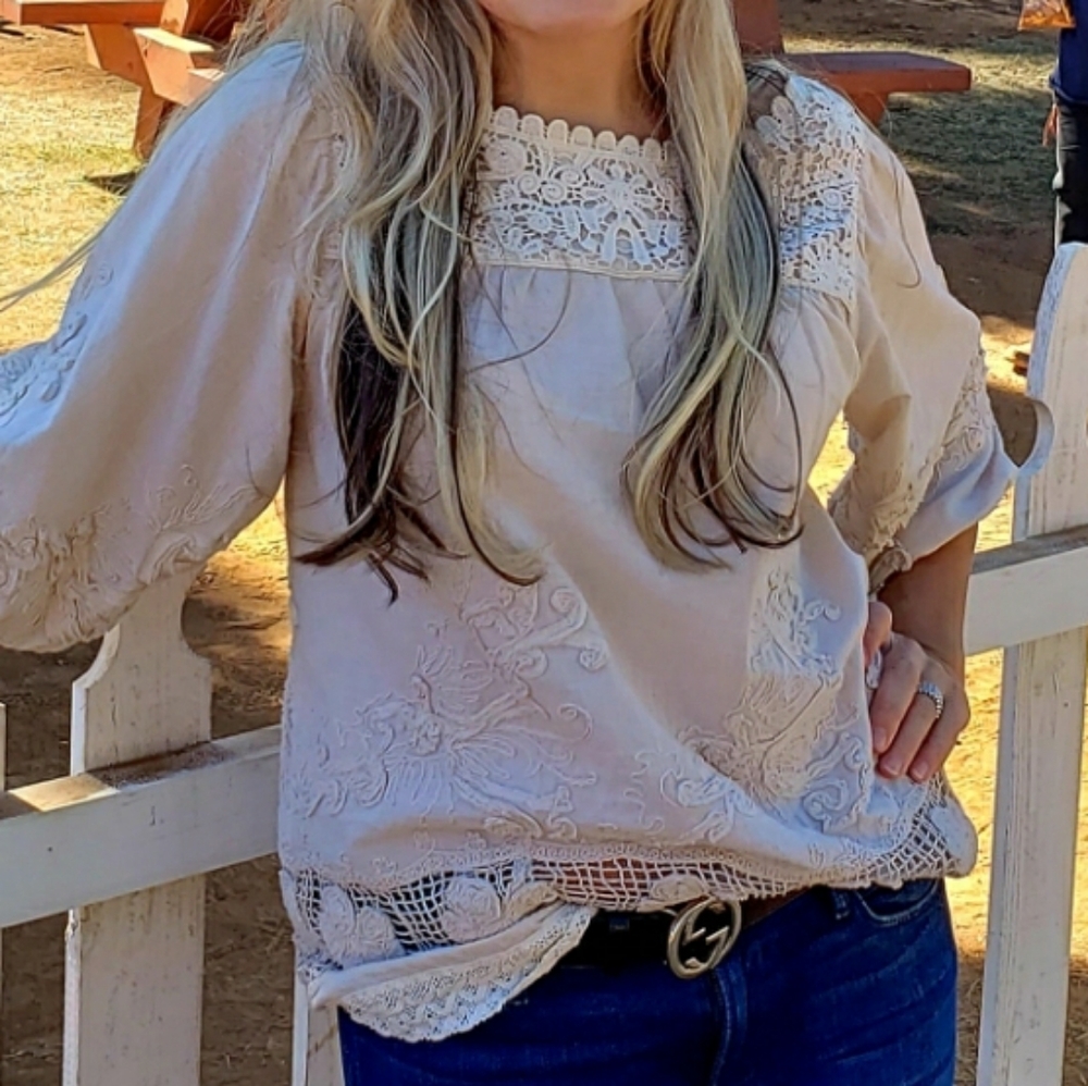 Sundance Catalog Lace Ophelia Blouse In Ivory Color S… - Gem